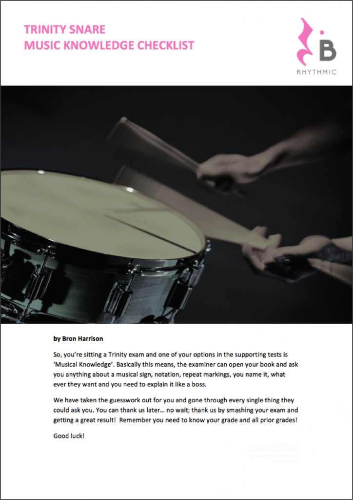 FREE Trinity Music Knowledge Checklists | BRHYTHMIC