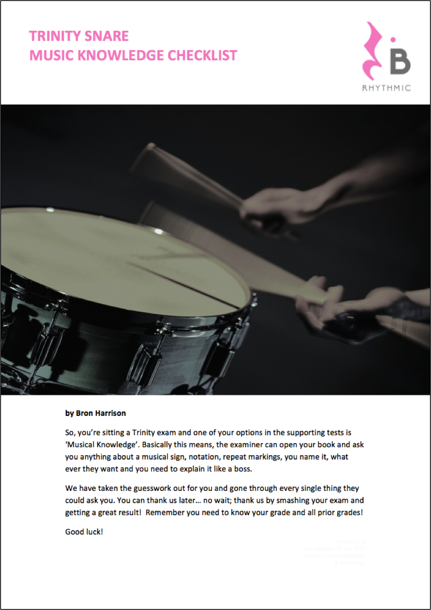 FREE Trinity Music Knowledge Checklists | BRHYTHMIC