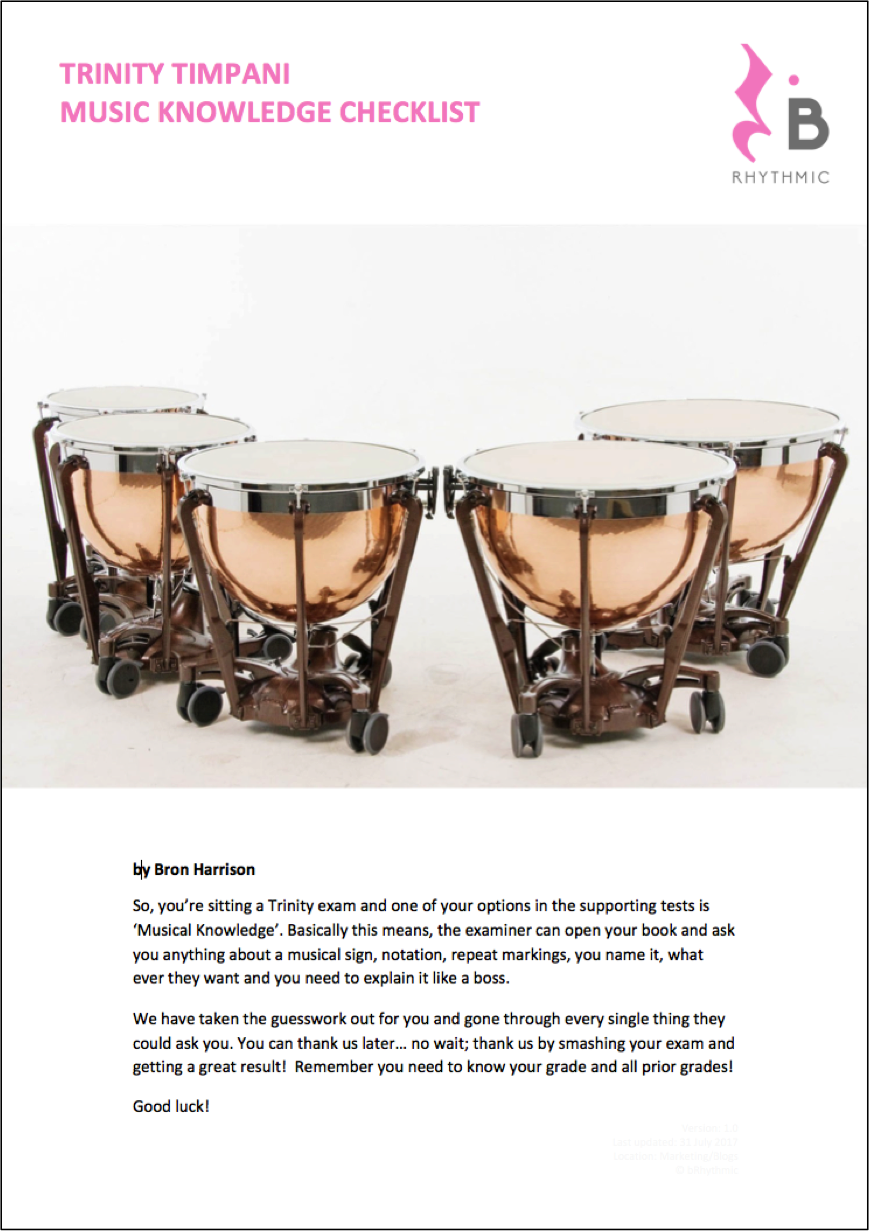 FREE Trinity Music Knowledge Checklists | BRHYTHMIC